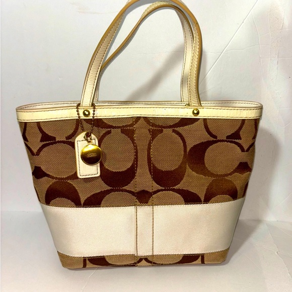 Coach | Bags | Coach Carryall Signature Canvas And Leather Small Tote ...